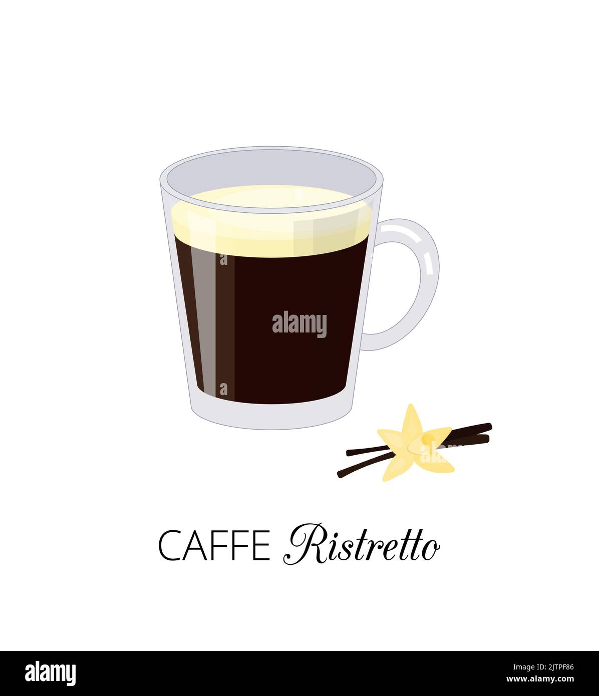 Caffe ristretto with vanilla flower isolated on white background ...