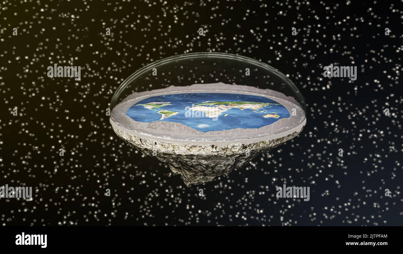 "3d illustration" of flat earth in the universe Stock Photo - Alamy