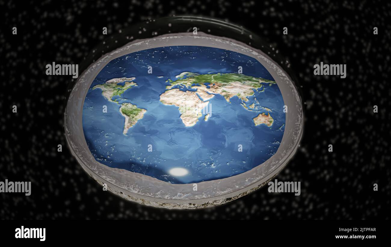 "3d illustration" of flat earth in the universe Stock Photo - Alamy