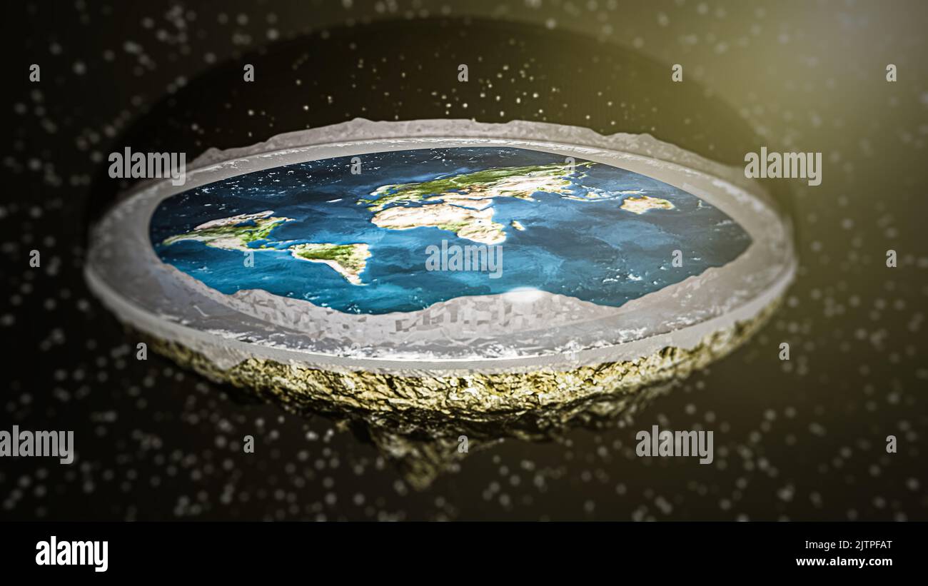 "3d illustration" of flat earth in the universe Stock Photo - Alamy