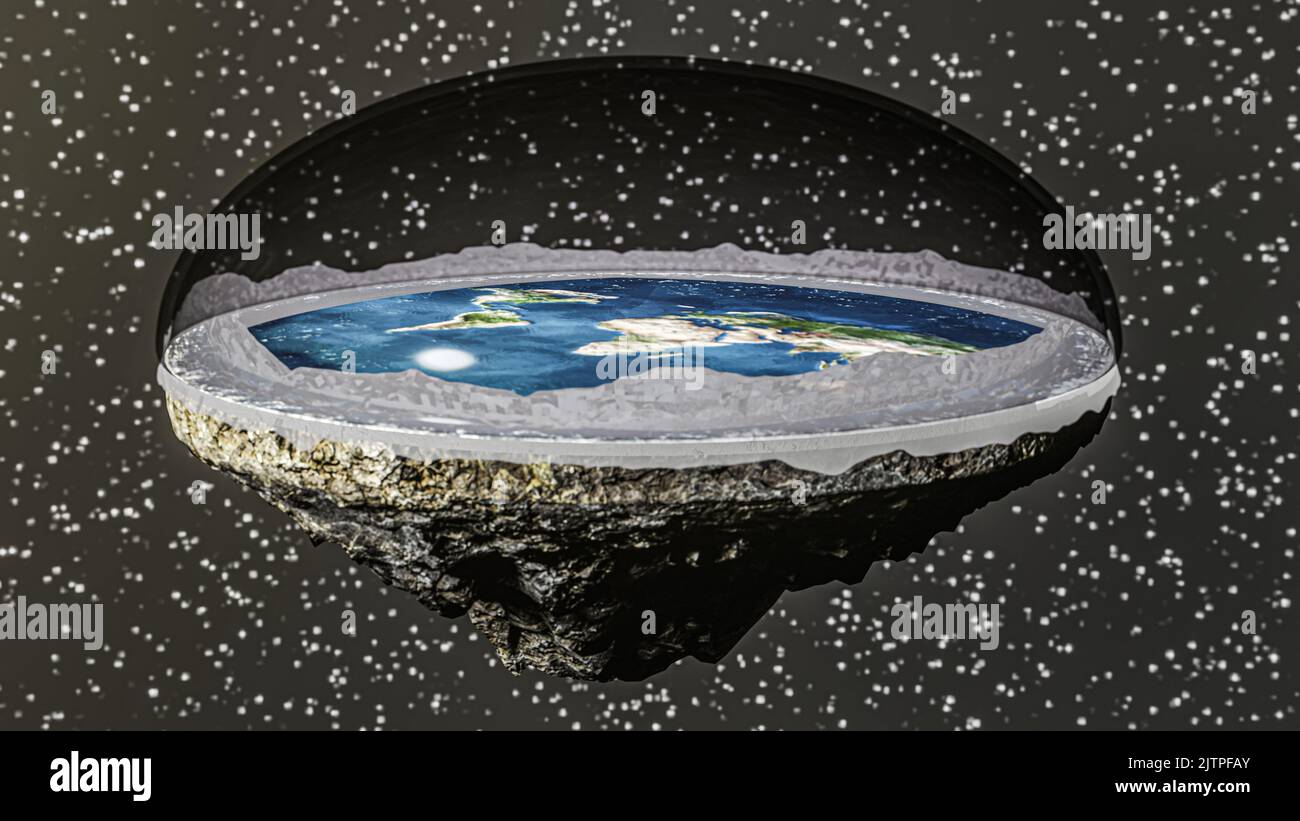 "3d illustration" of flat earth in the universe Stock Photo - Alamy