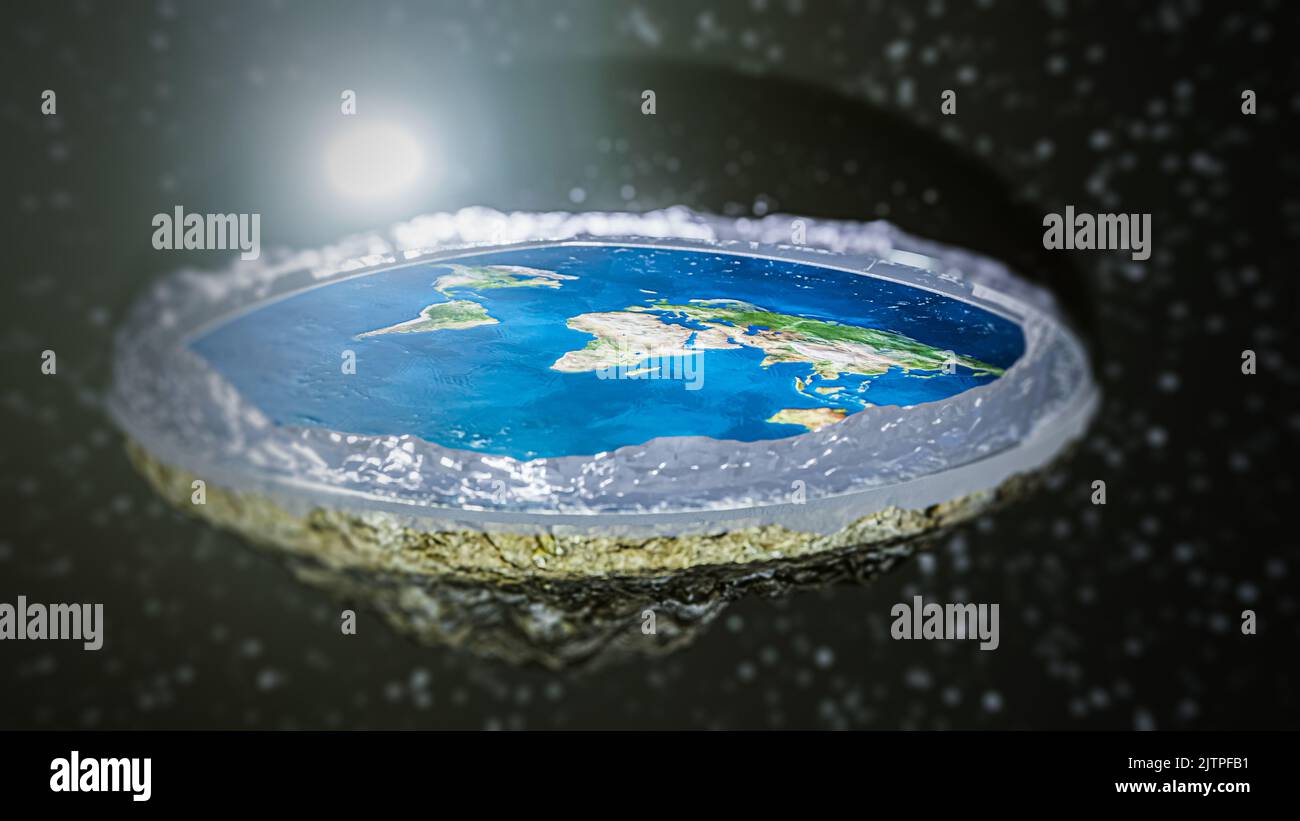 "3d illustration" of flat earth in the universe Stock Photo - Alamy
