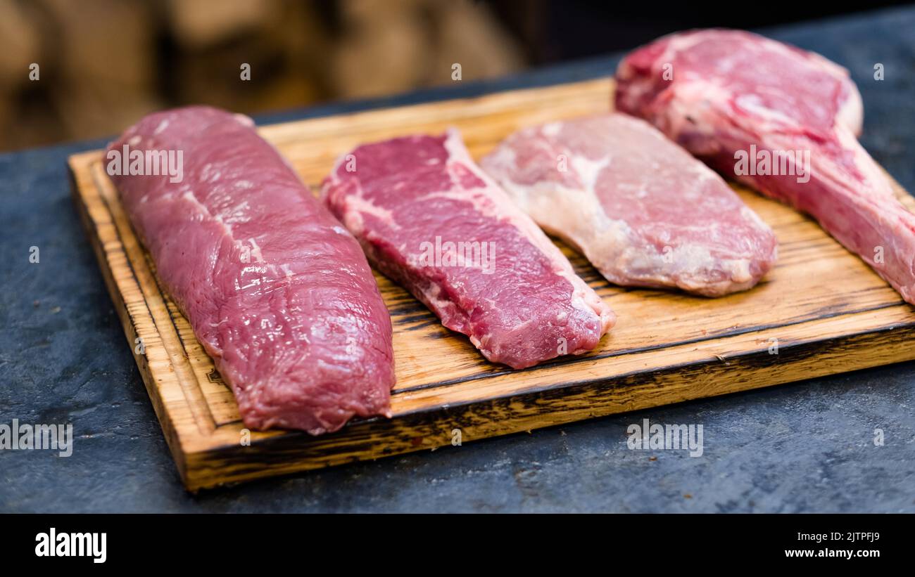 Raw beef cuts hi-res stock photography and images - Alamy