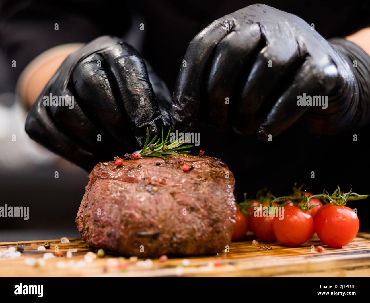 steakhouse menu tenderloin steak chef beef meat Stock Photo - Alamy