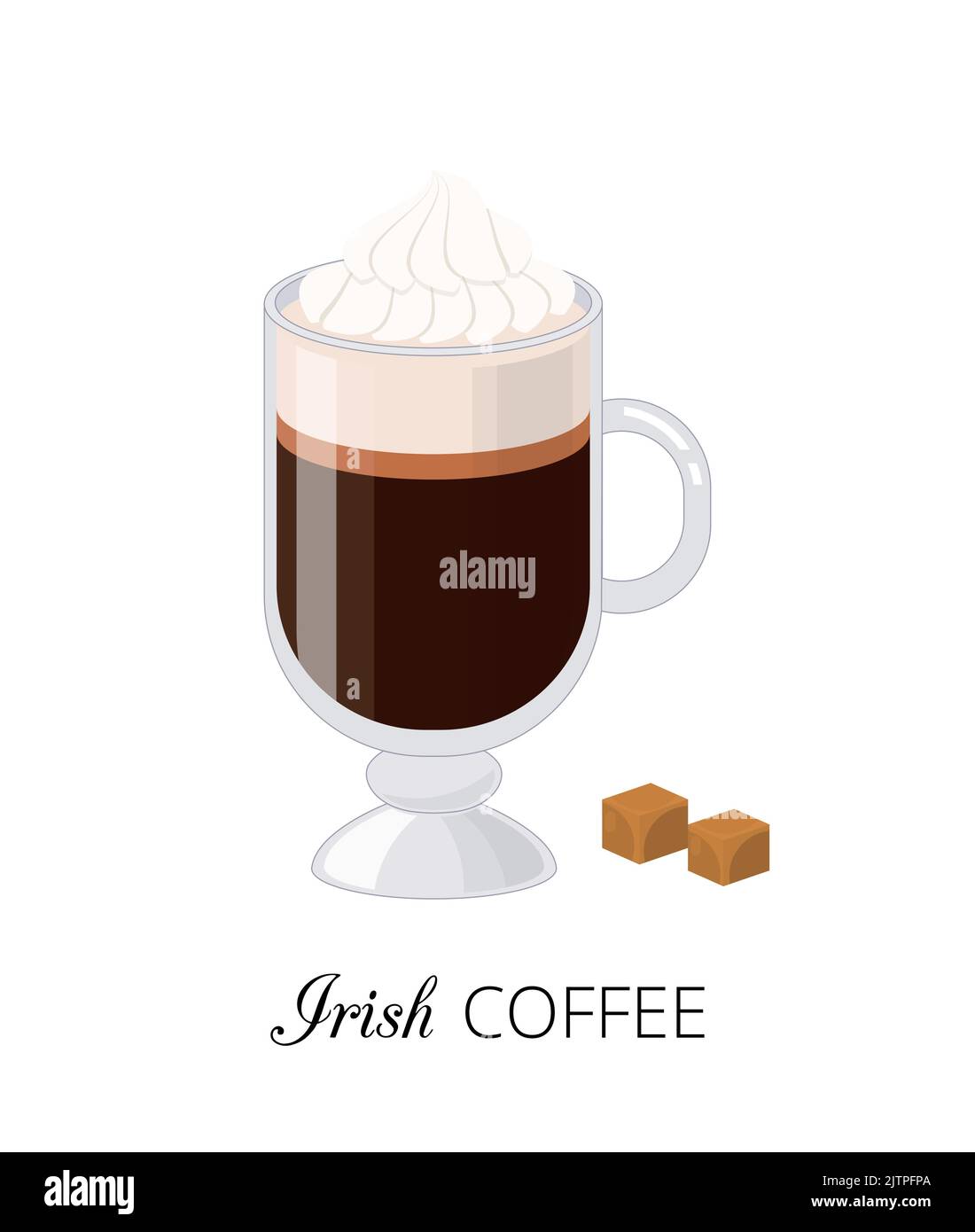 Irish coffee with caramel isolated on white background. Coffee drink ...