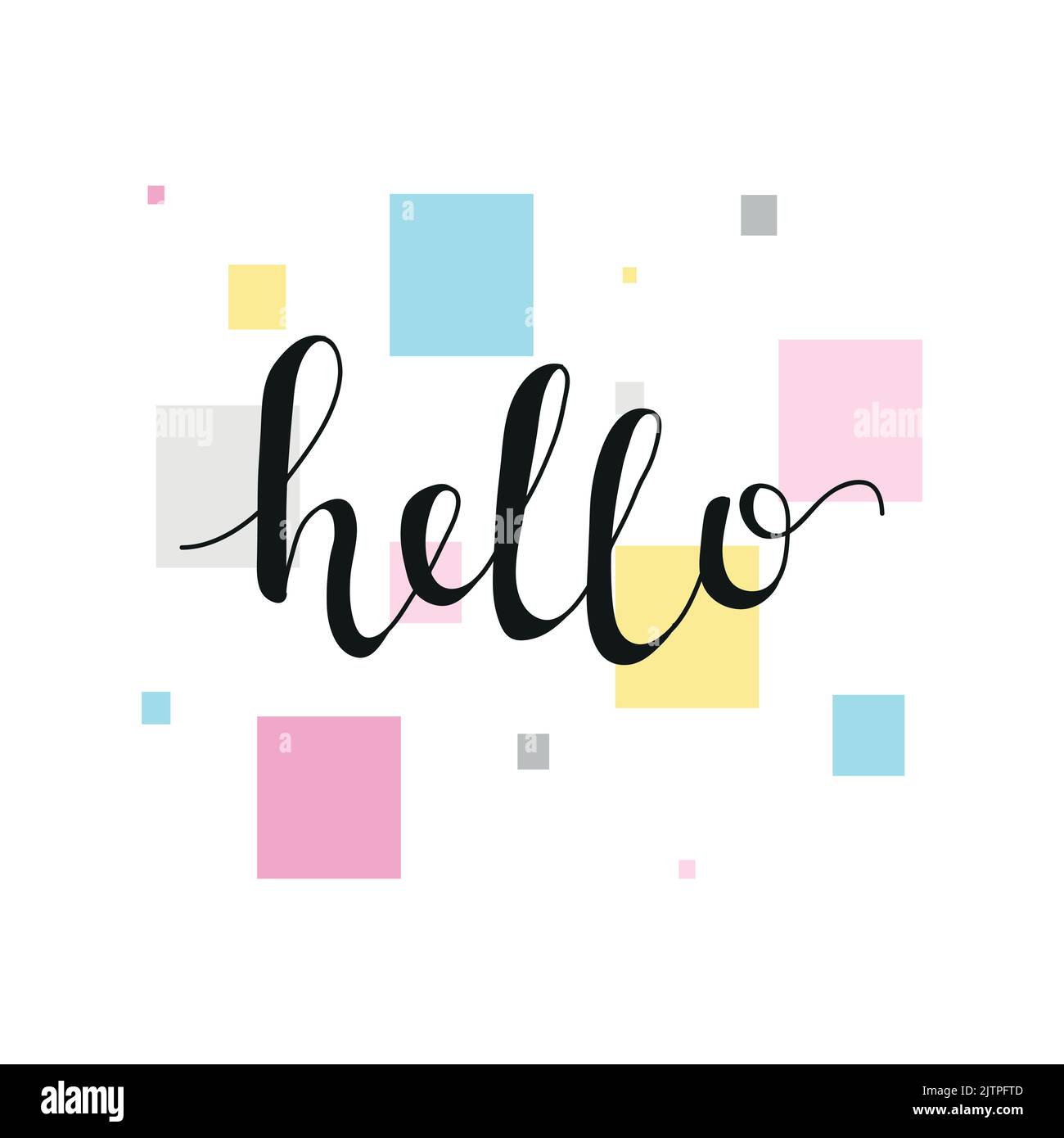 Hand drawn modern lettering hello on white background with geometric ...