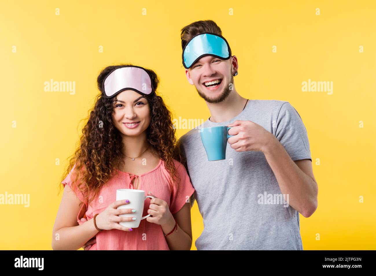 good morning happy young couple relationship Stock Photo - Alamy