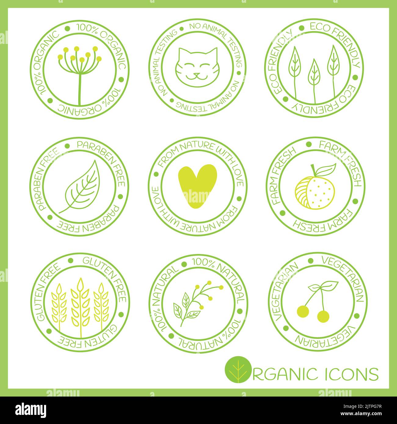 Organic icons in doodle style isolated on white background. Hand drawn ...