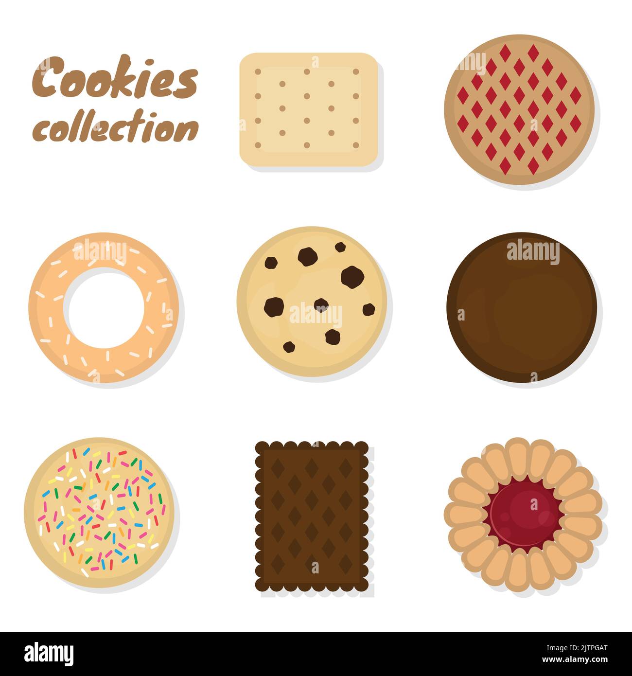 Cookies collection. Different cookies with shadows for design, icons ...