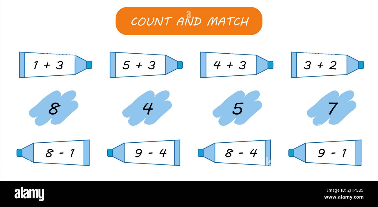 Count and match, count the number and match with the right numbers ...