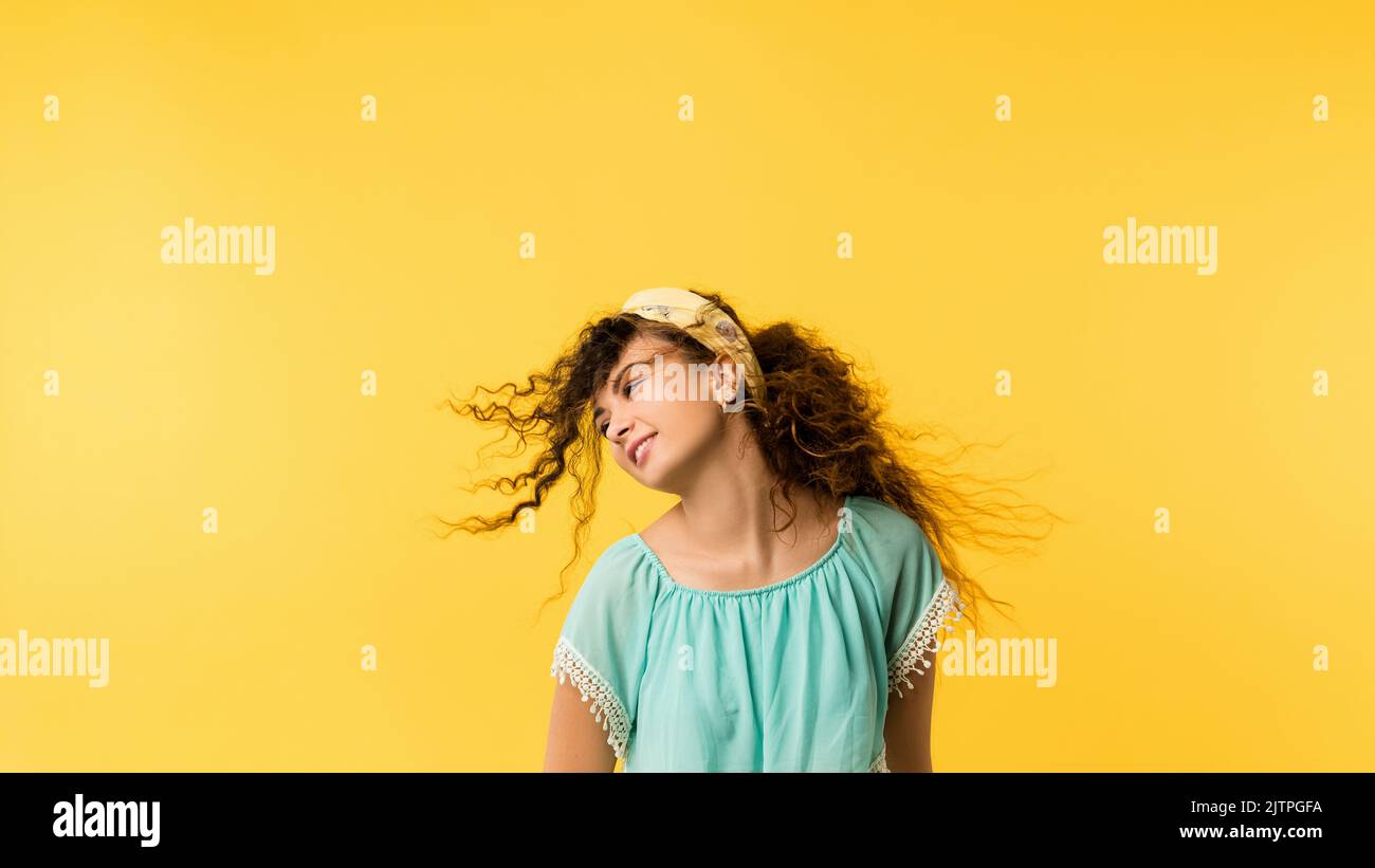 easygoing happy cute delighted emotional girl Stock Photo - Alamy