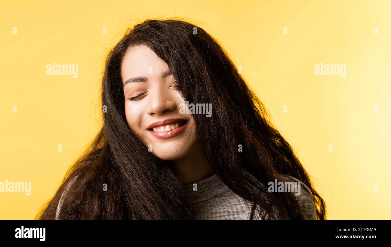 happy amused delighted emotional girl portrait Stock Photo - Alamy
