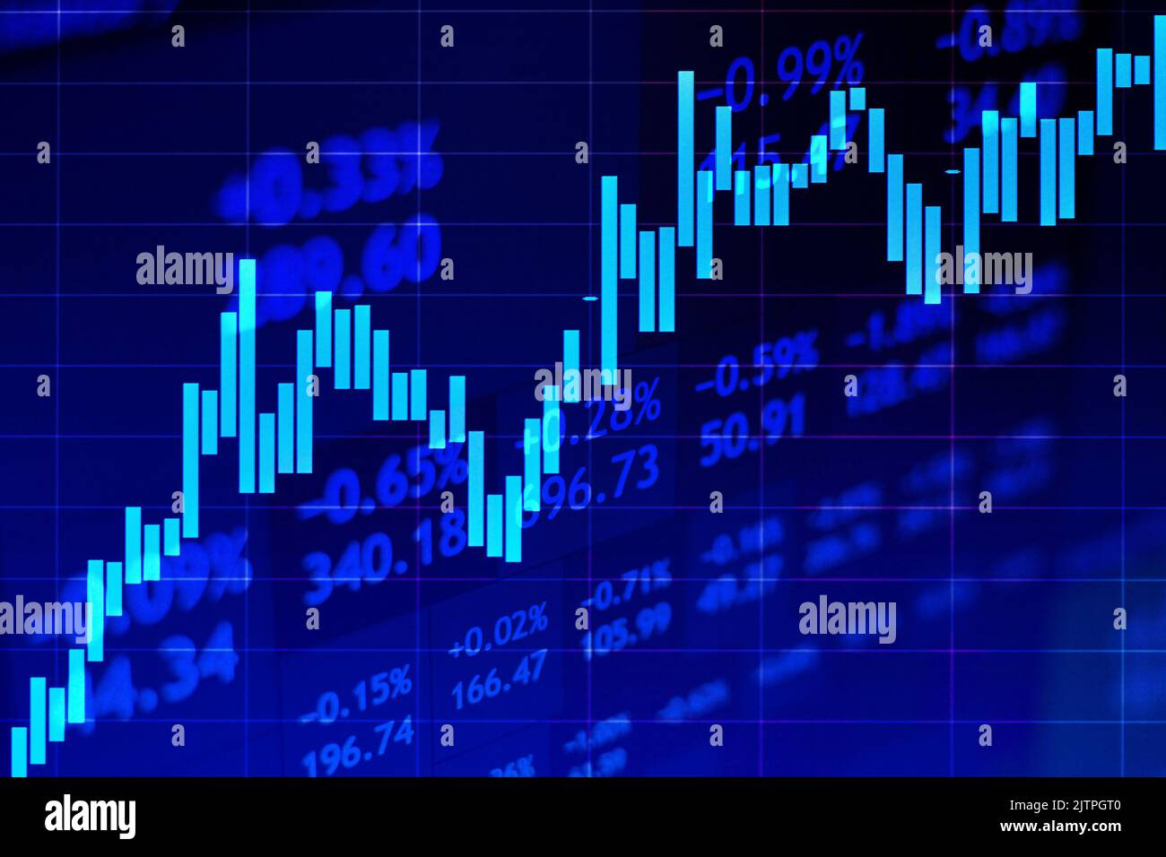 Rising stock market chart on blue background Stock Photo - Alamy