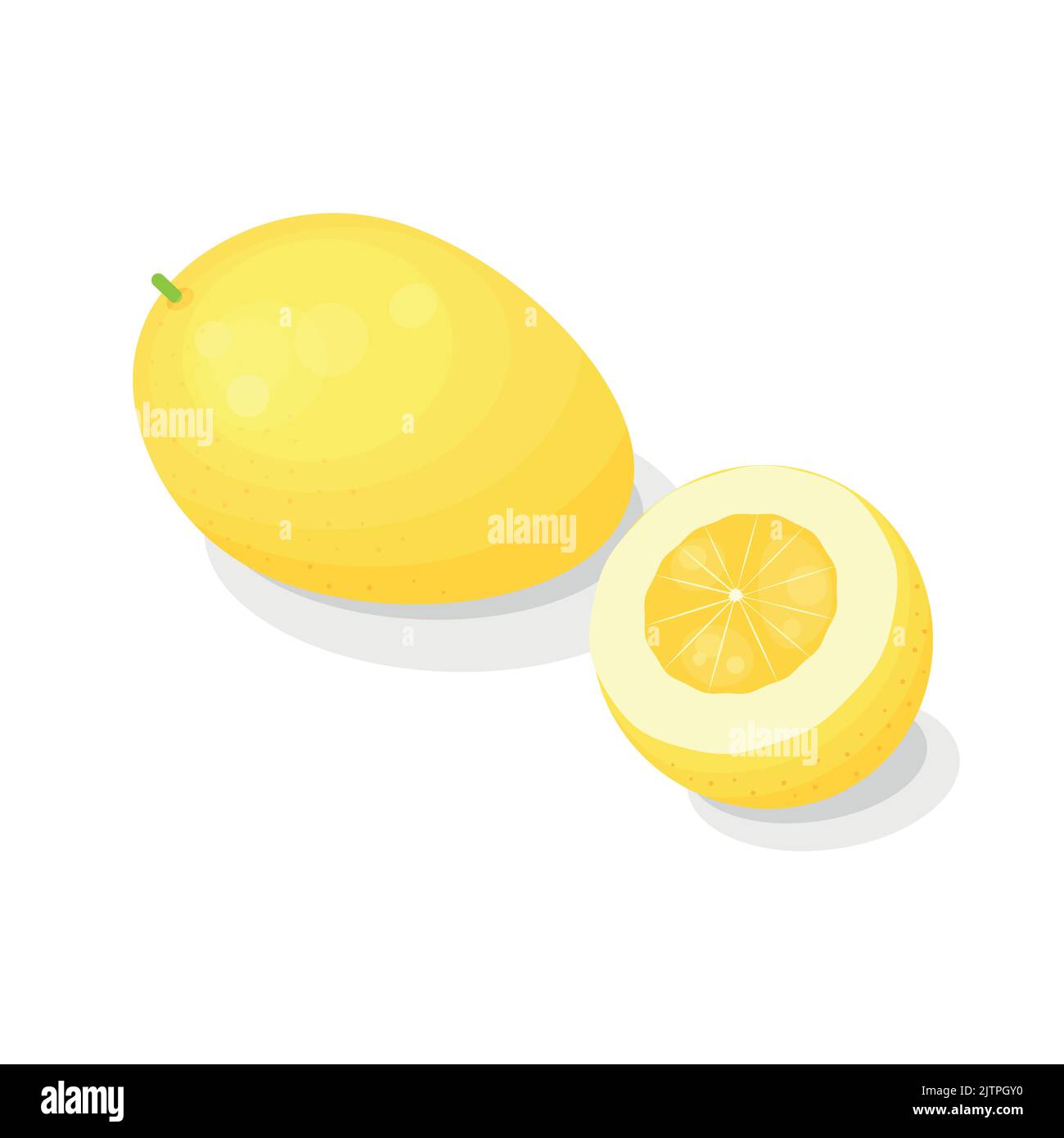 Bright citrus hybrid citron in cartoon style isolated on white ...