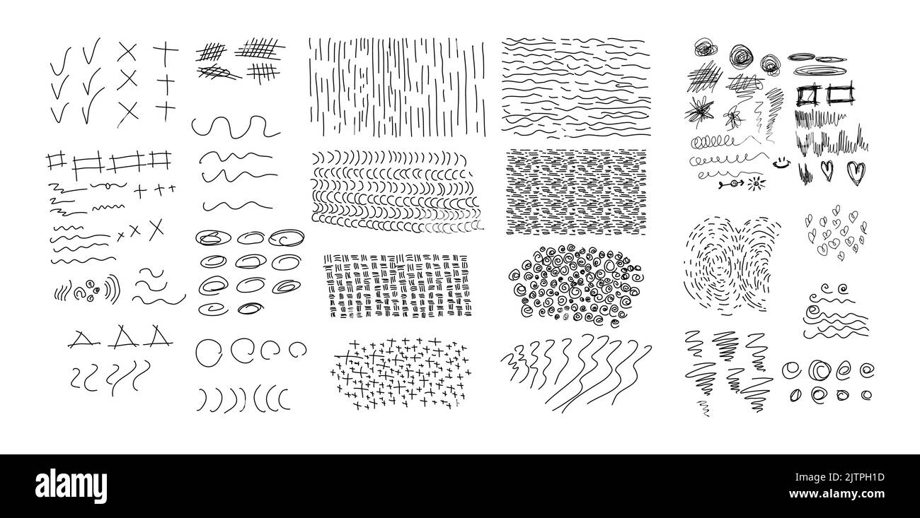 Set of vector brush lines, circles, signs. Hand-drawn collection ...
