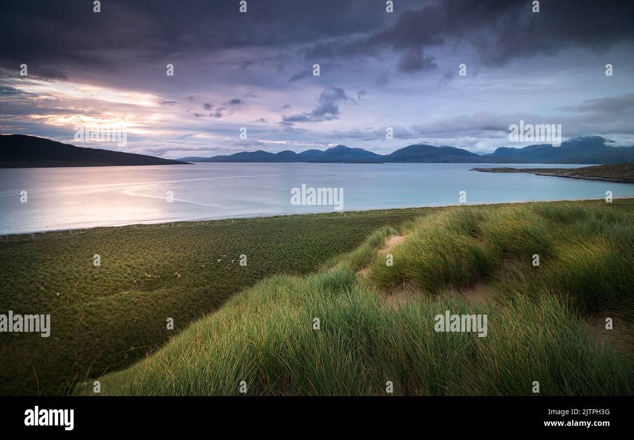Isle of Harris, Hebrides, Scotland. Last light over Taransay and the ...