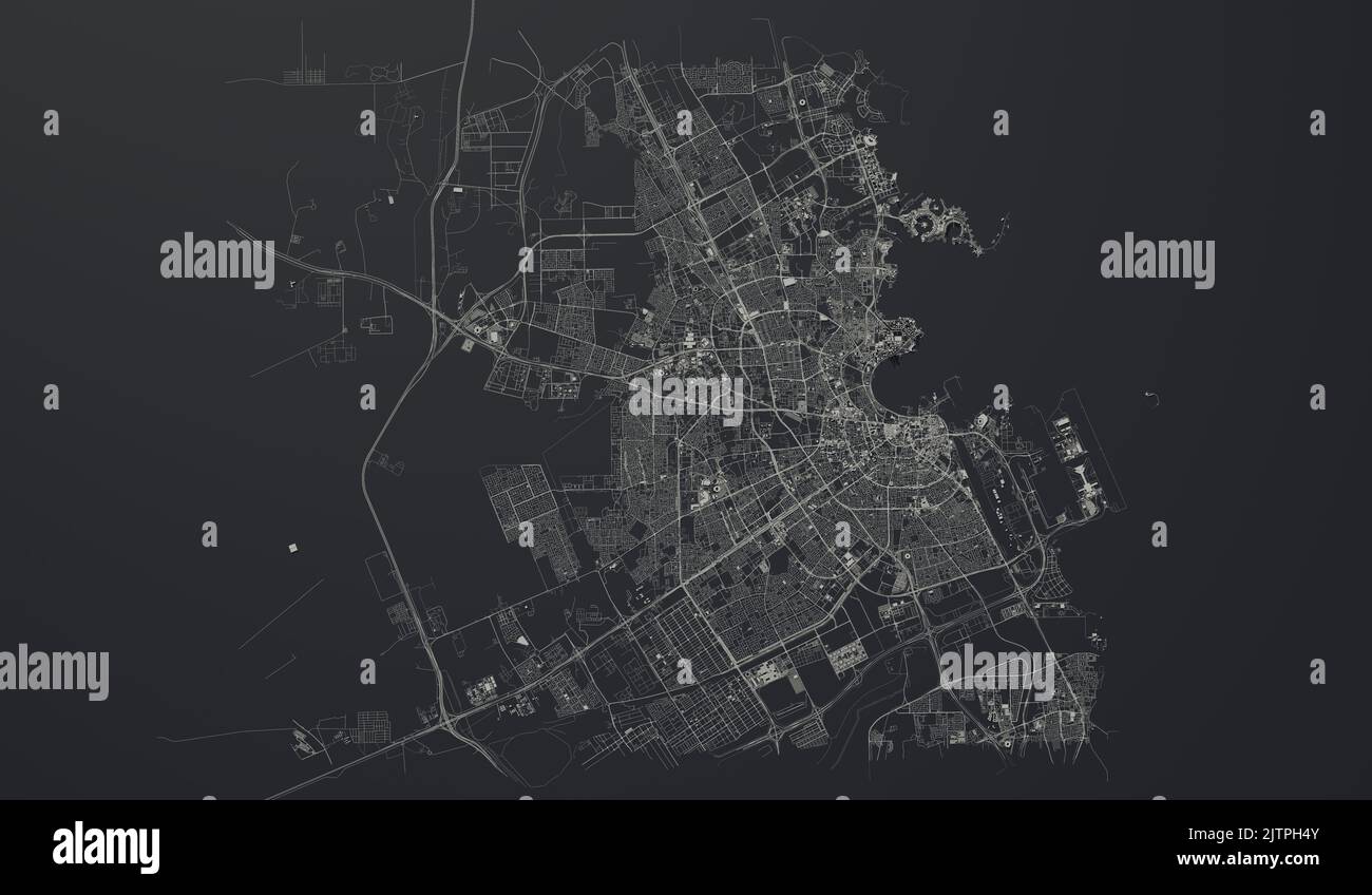 Satellite view doha map qatar hi-res stock photography and images - Alamy