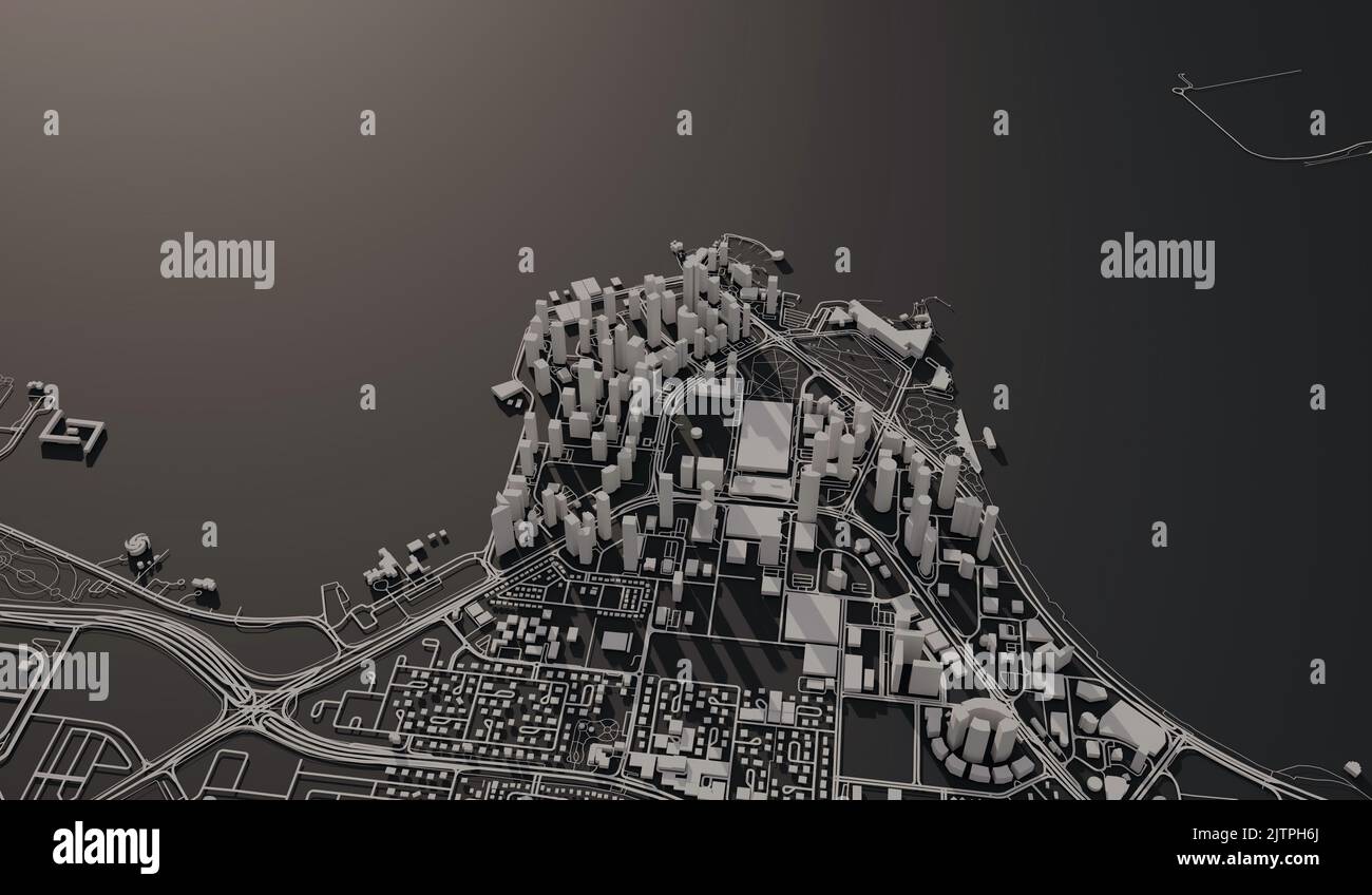 Satellite view doha map qatar hi-res stock photography and images - Alamy