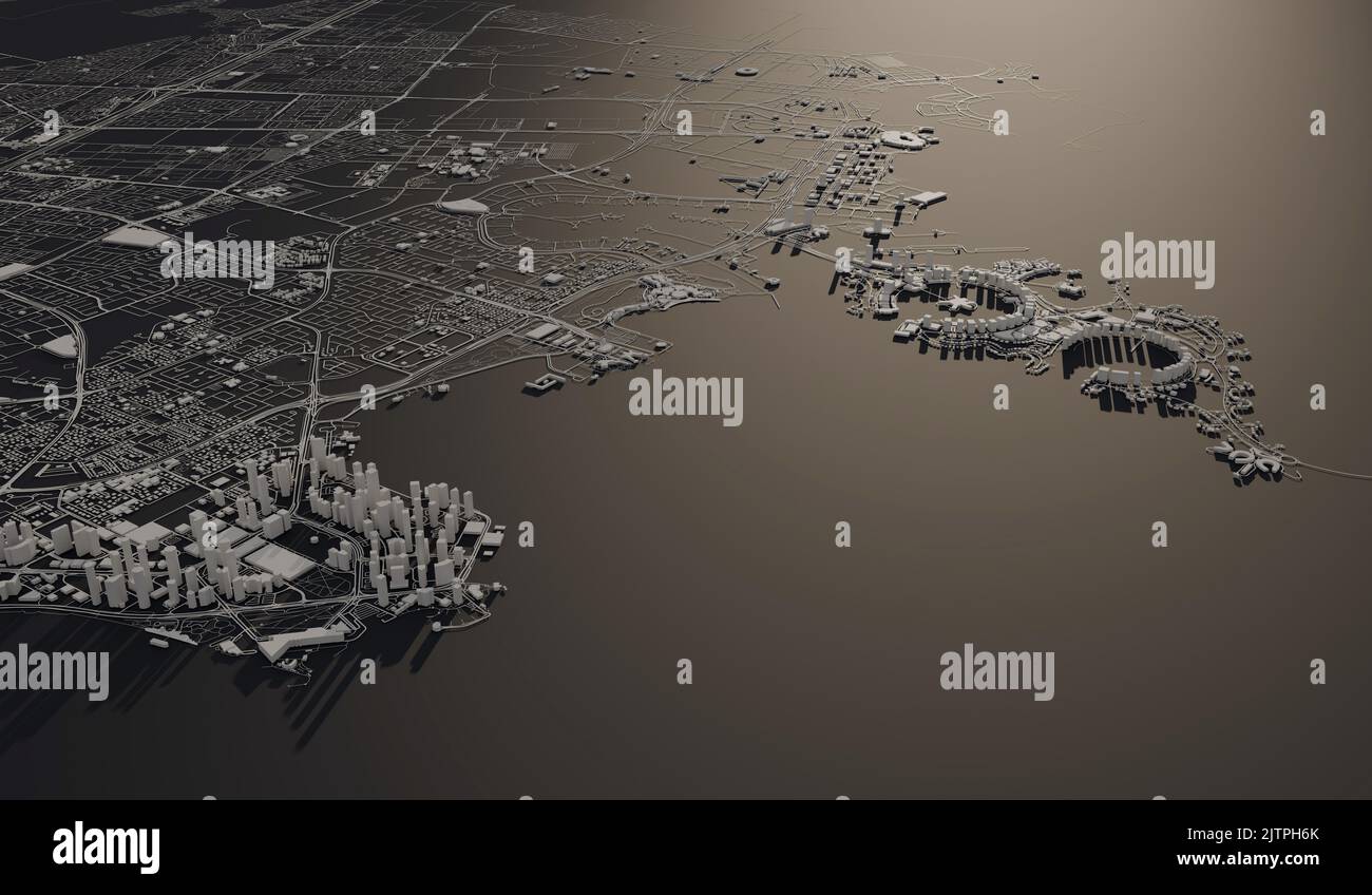 Satellite view doha map qatar hi-res stock photography and images - Alamy