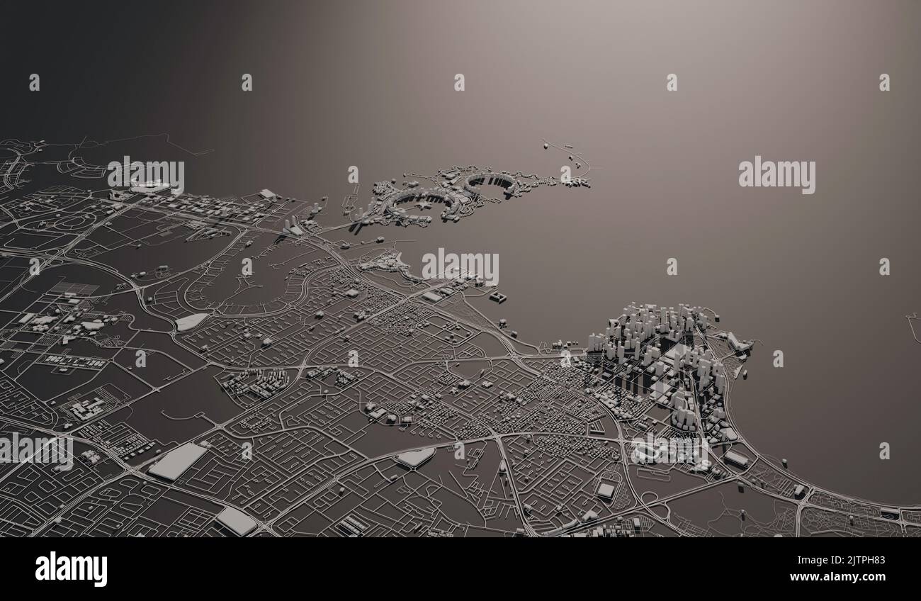 Satellite view doha map qatar hi-res stock photography and images - Alamy