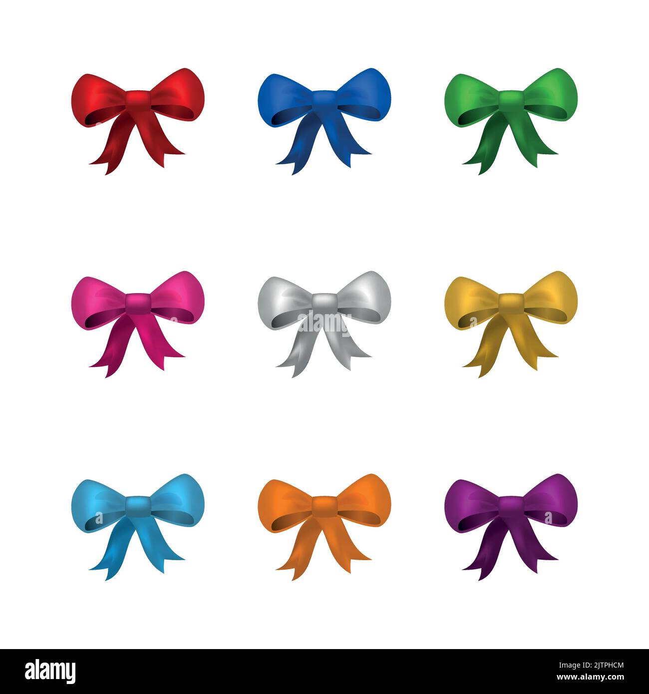 Collection of colorful silky bows isolated on white background Stock ...