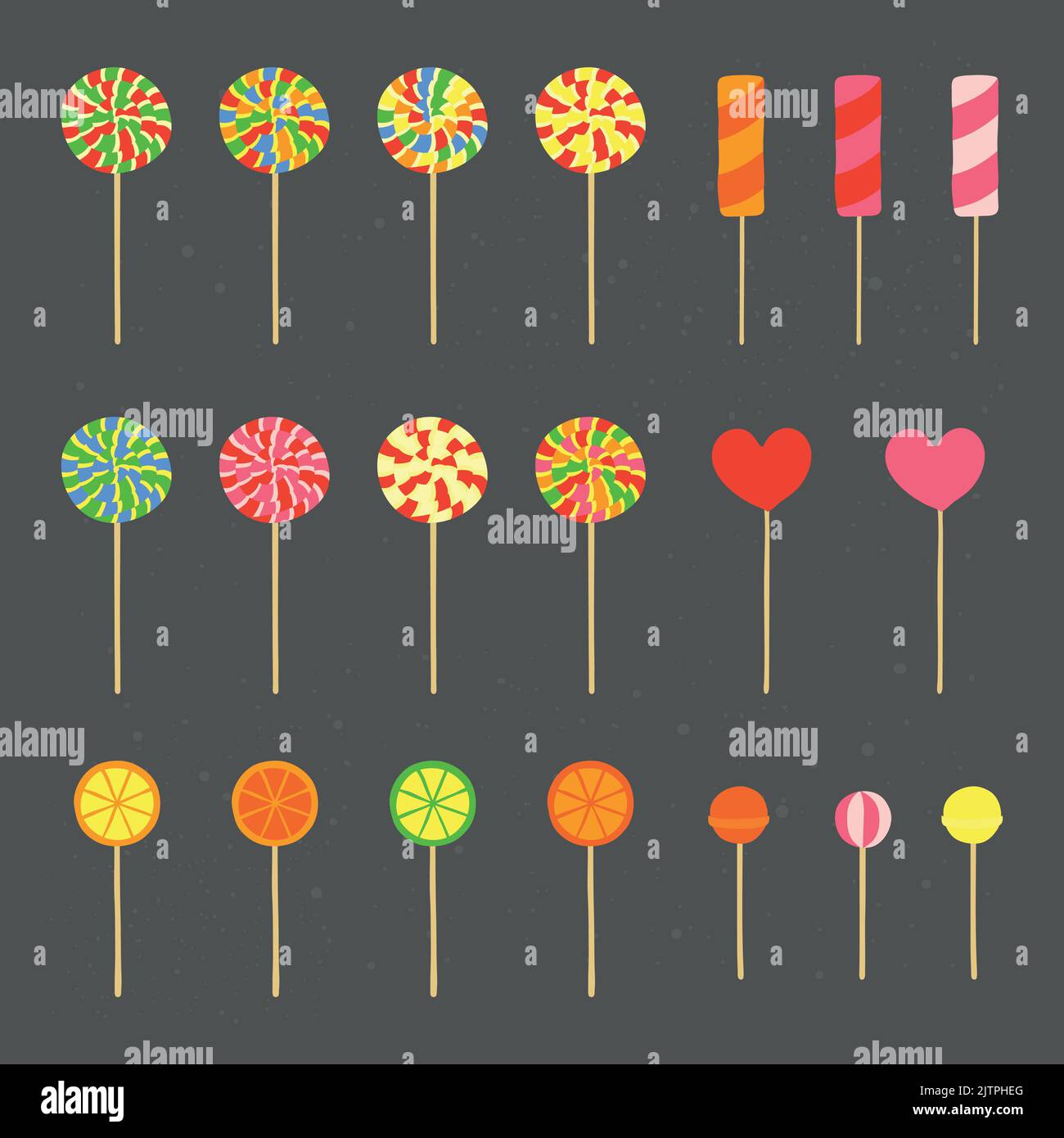 Collection of different hand drawn colorful lollipops isolated on ...