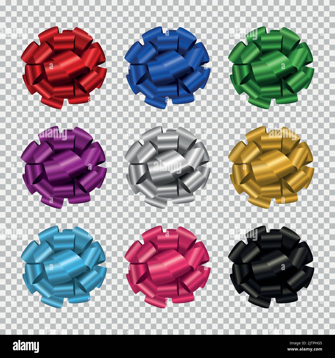 Collection of colorful realistic glossy bows isolated on transparent ...