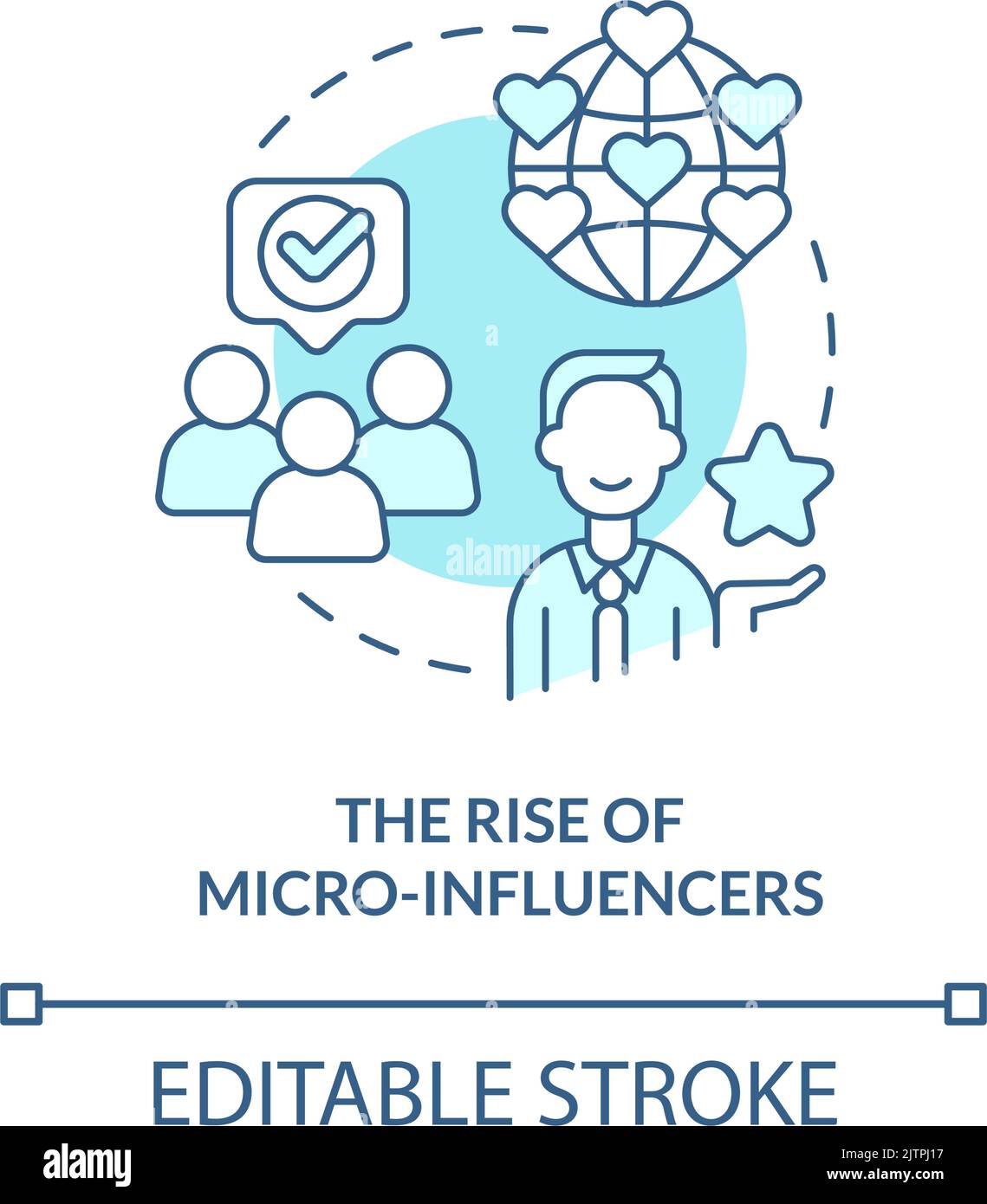 Rise of micro influencers turquoise concept icon Stock Vector Image ...
