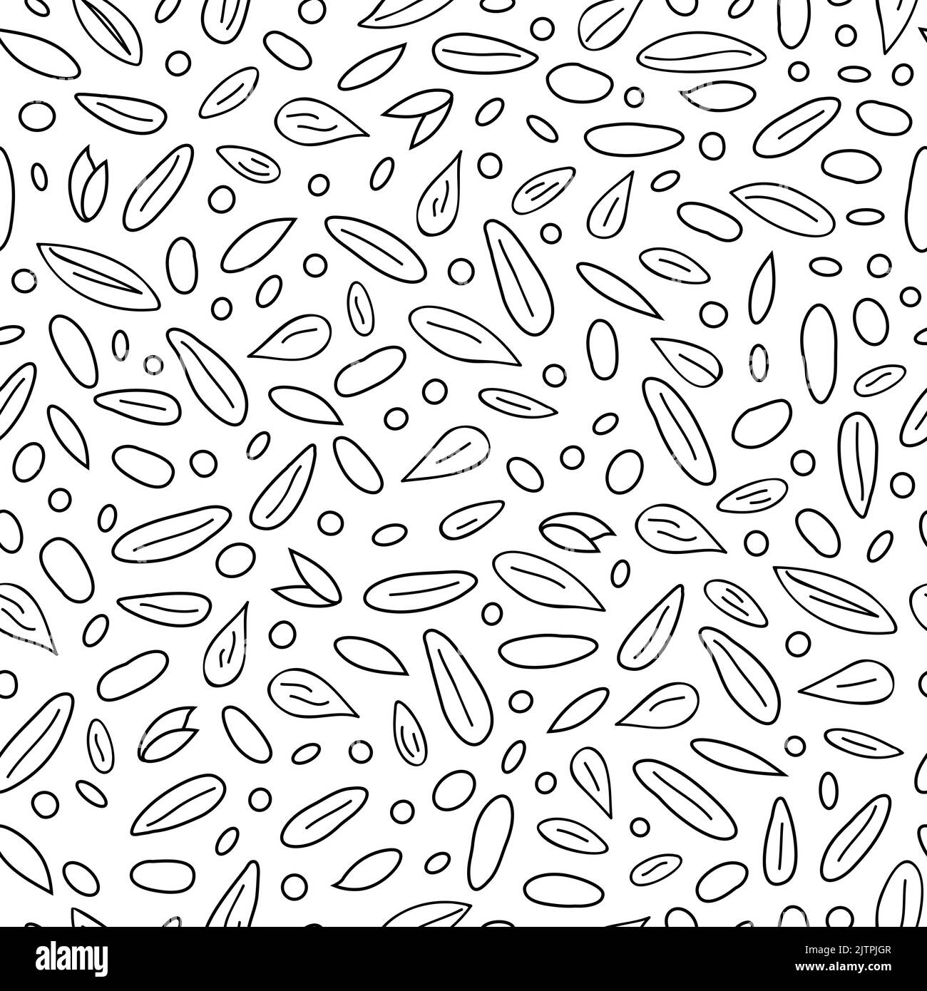 Black and white seamless pattern with hand drawn outline cereal grains ...