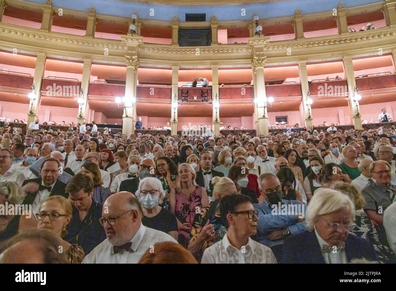 audience and interior of the Festspielhaus opera theatre, Bayreuth ...
