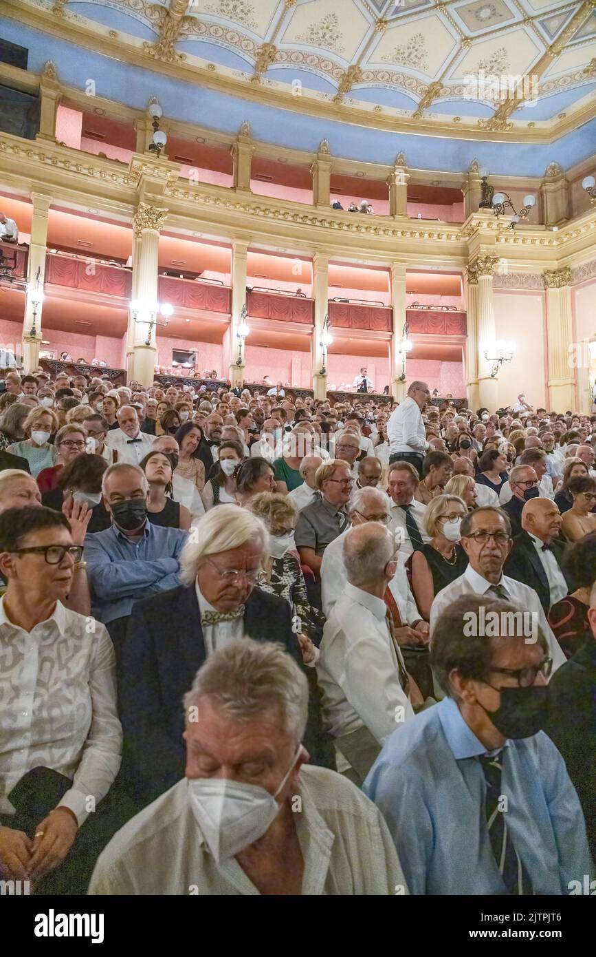 audience and interior of the Festspielhaus opera theatre, Bayreuth ...