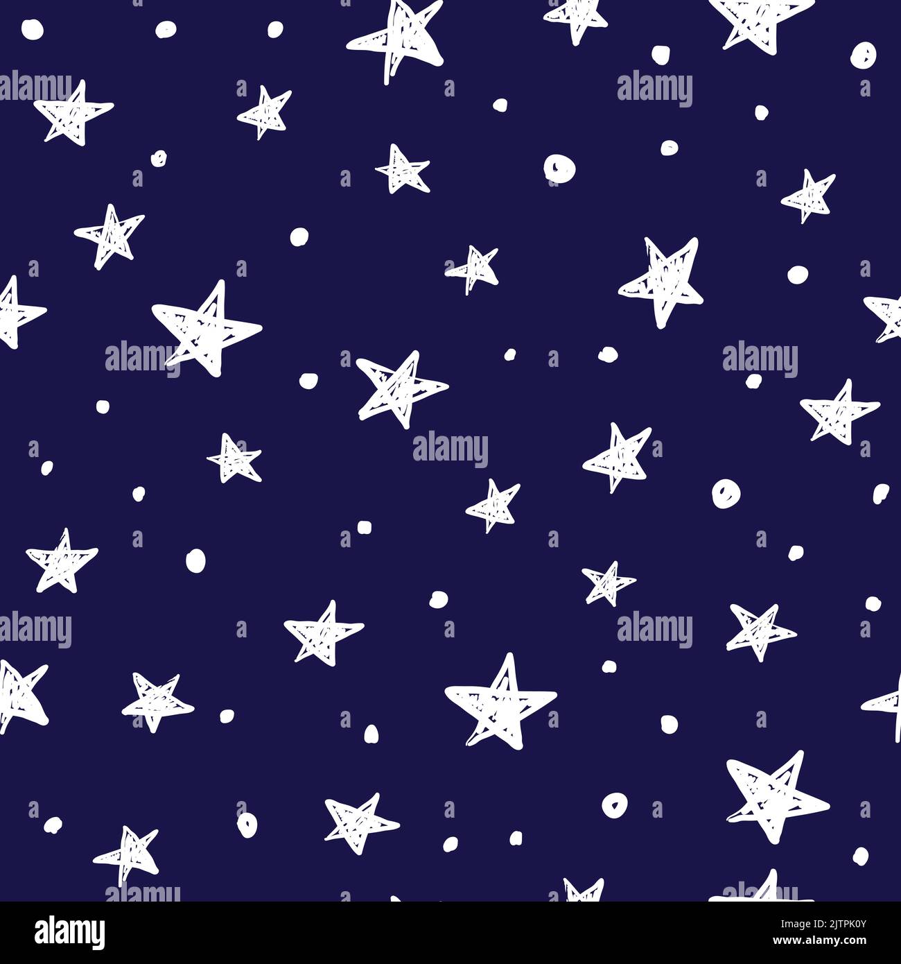Blue seamless pattern with hand drawn white stars Stock Vector Image ...