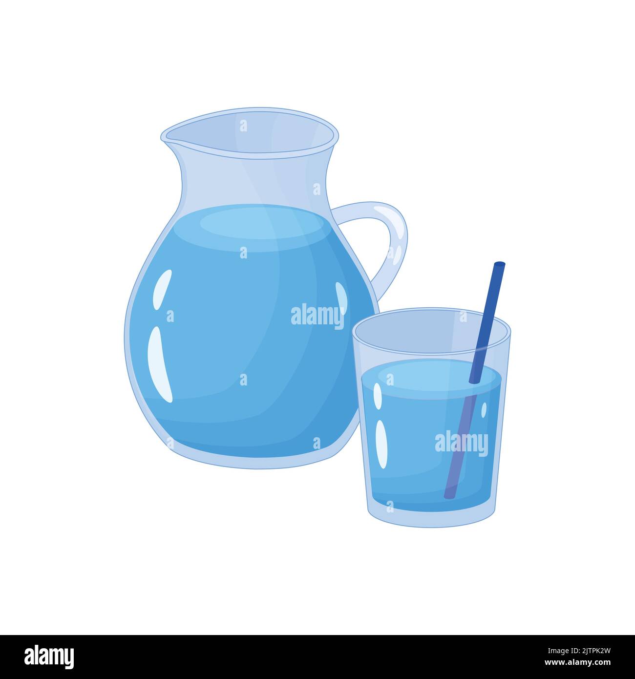 Cartoon water in jar and glass isolated on white background Stock ...