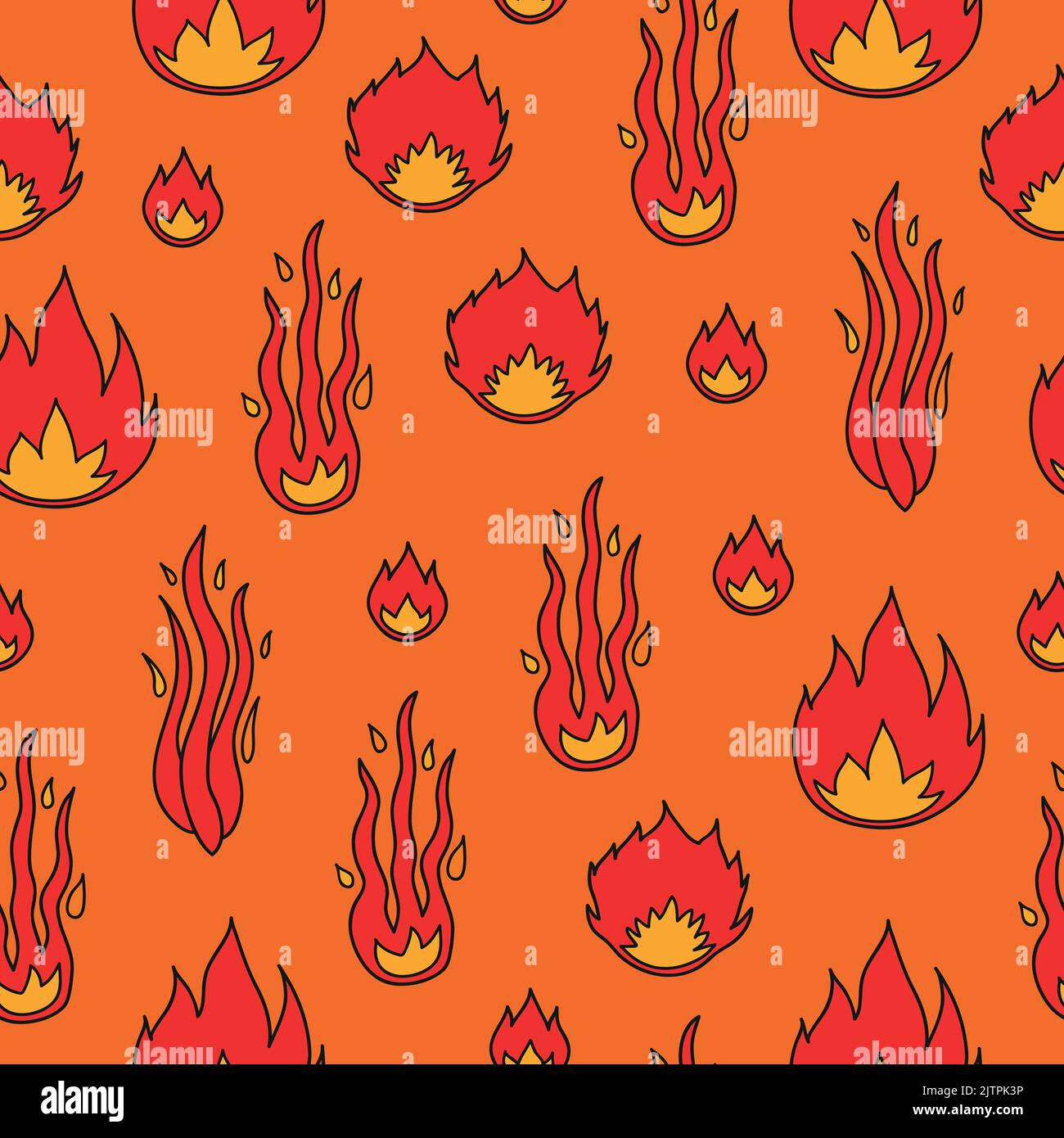 Seamless pattern with red doodle fire flames Stock Vector Image & Art ...