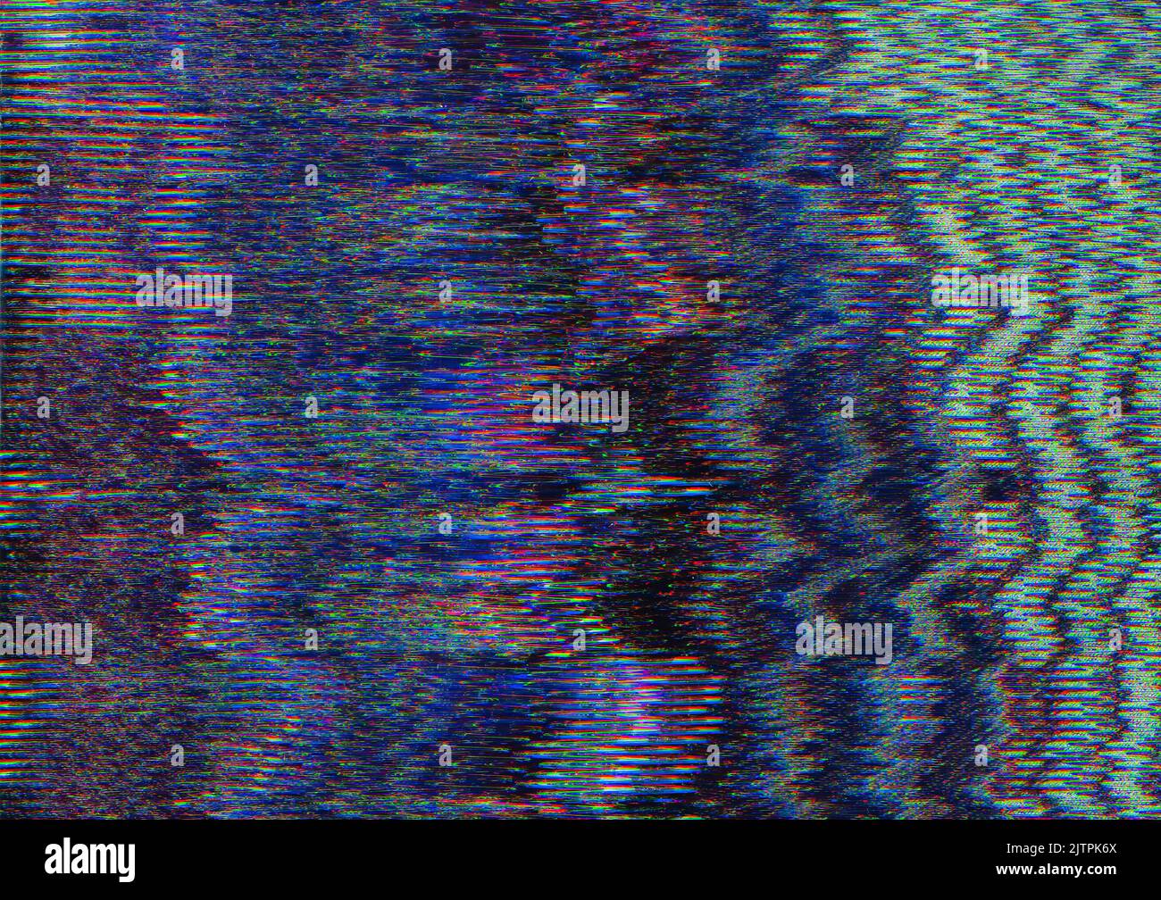 system glitch video damage blue pixel static noise Stock Photo - Alamy