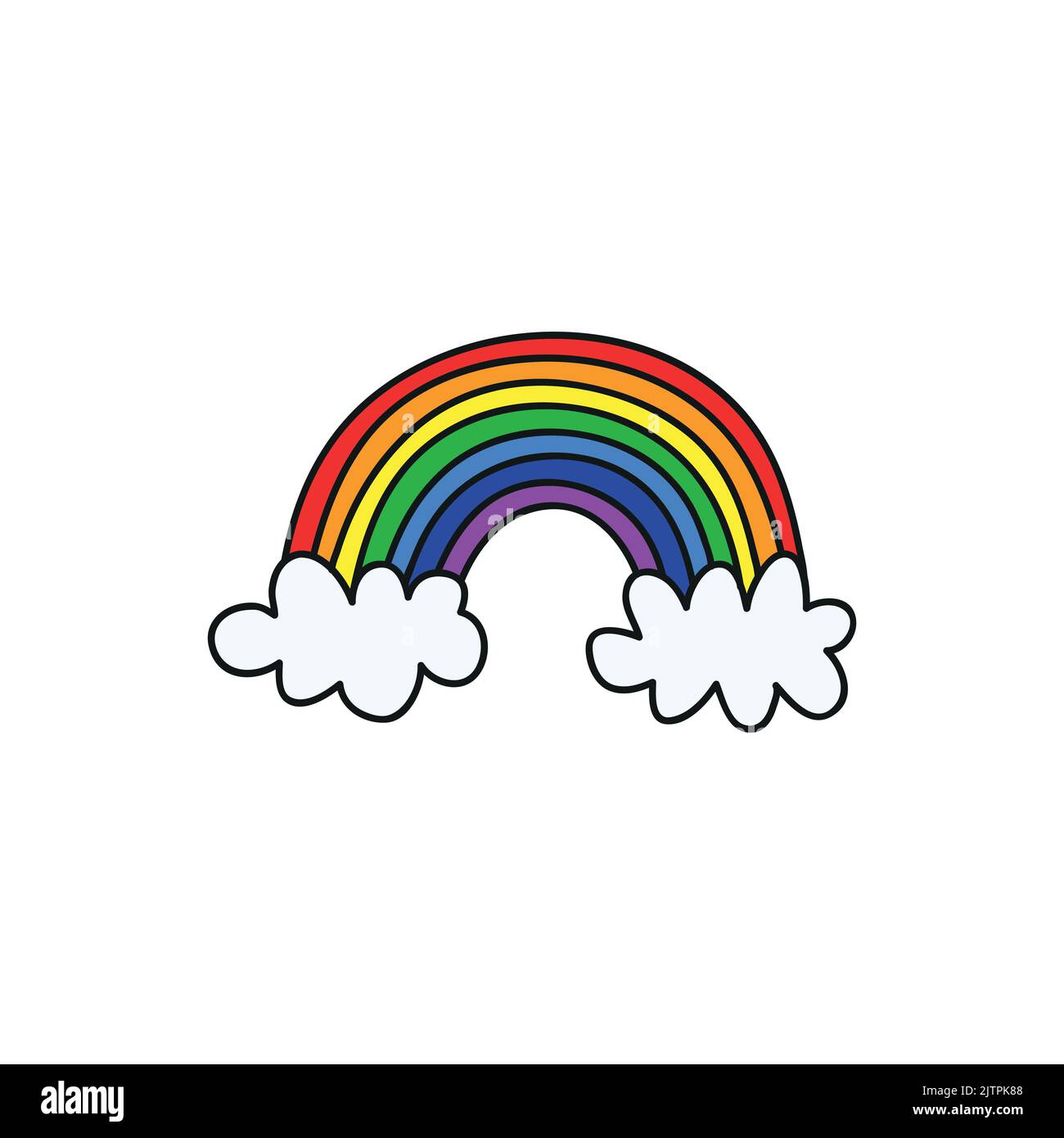 Doodle colorful rainbow icon isolated on white background Stock Vector ...