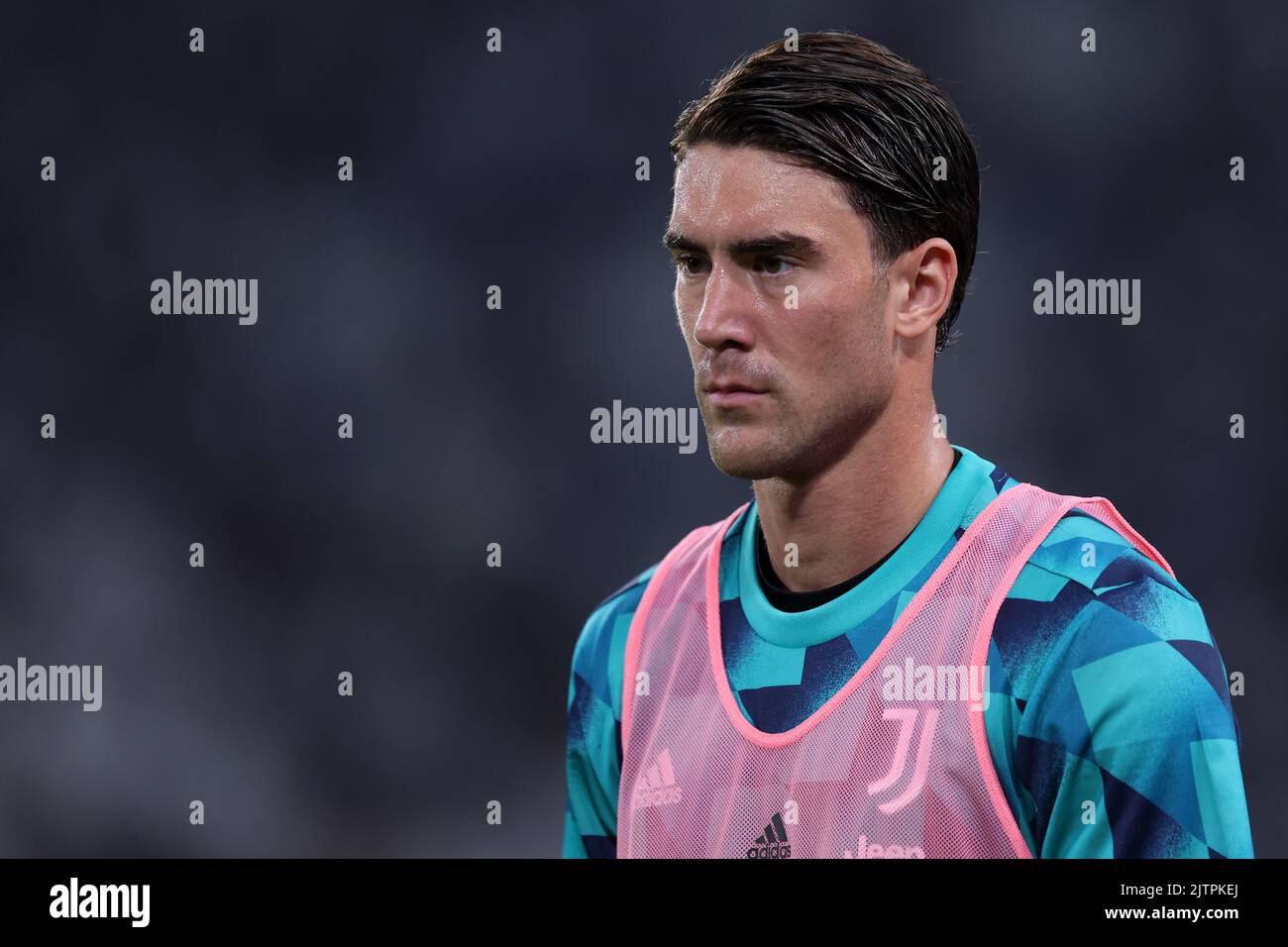 Dusan Vlahovic of Juventus Fc during warm up before the Serie A match ...