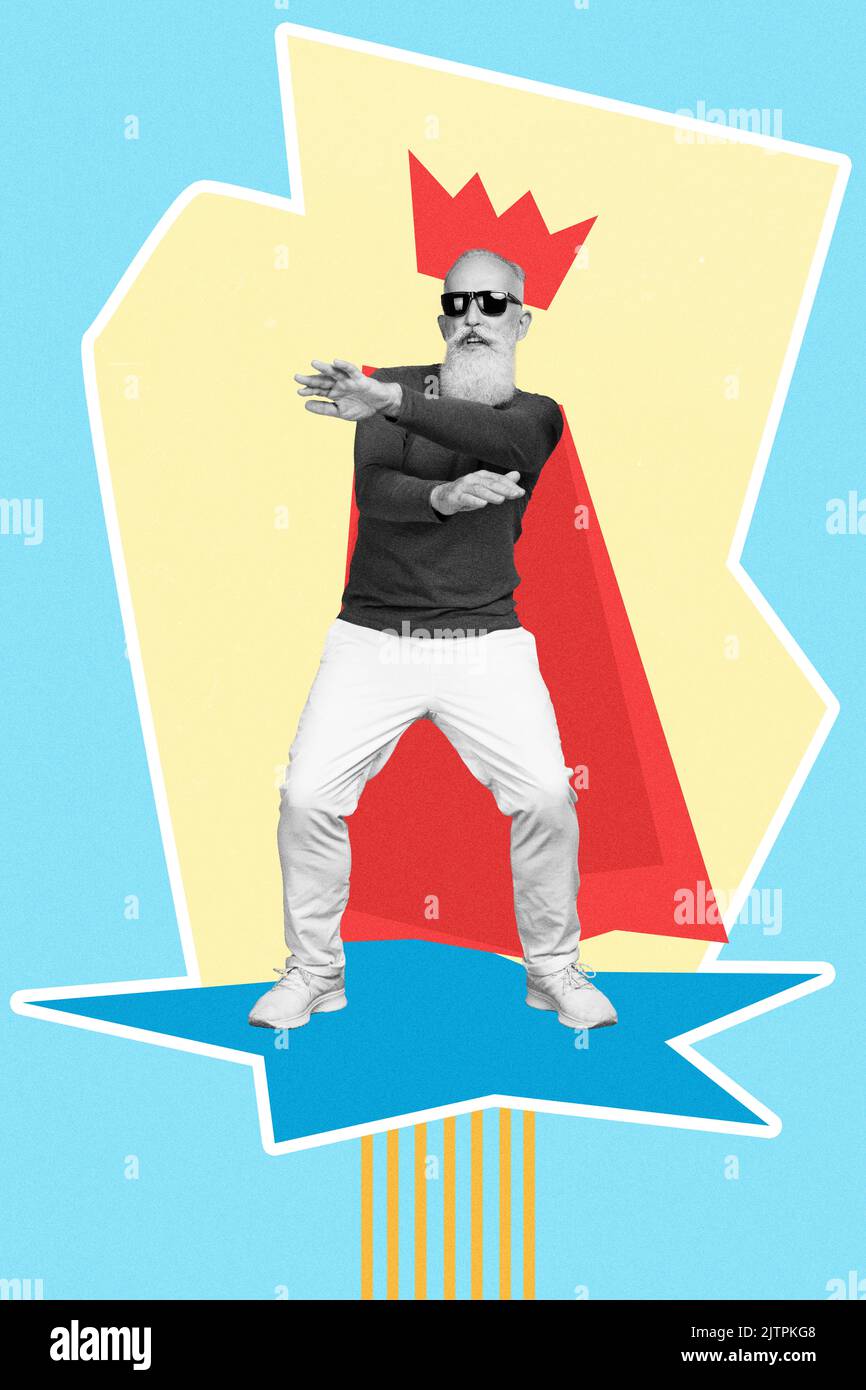 Unusual photo collage of funky outrageous rich cool retired man s king ...