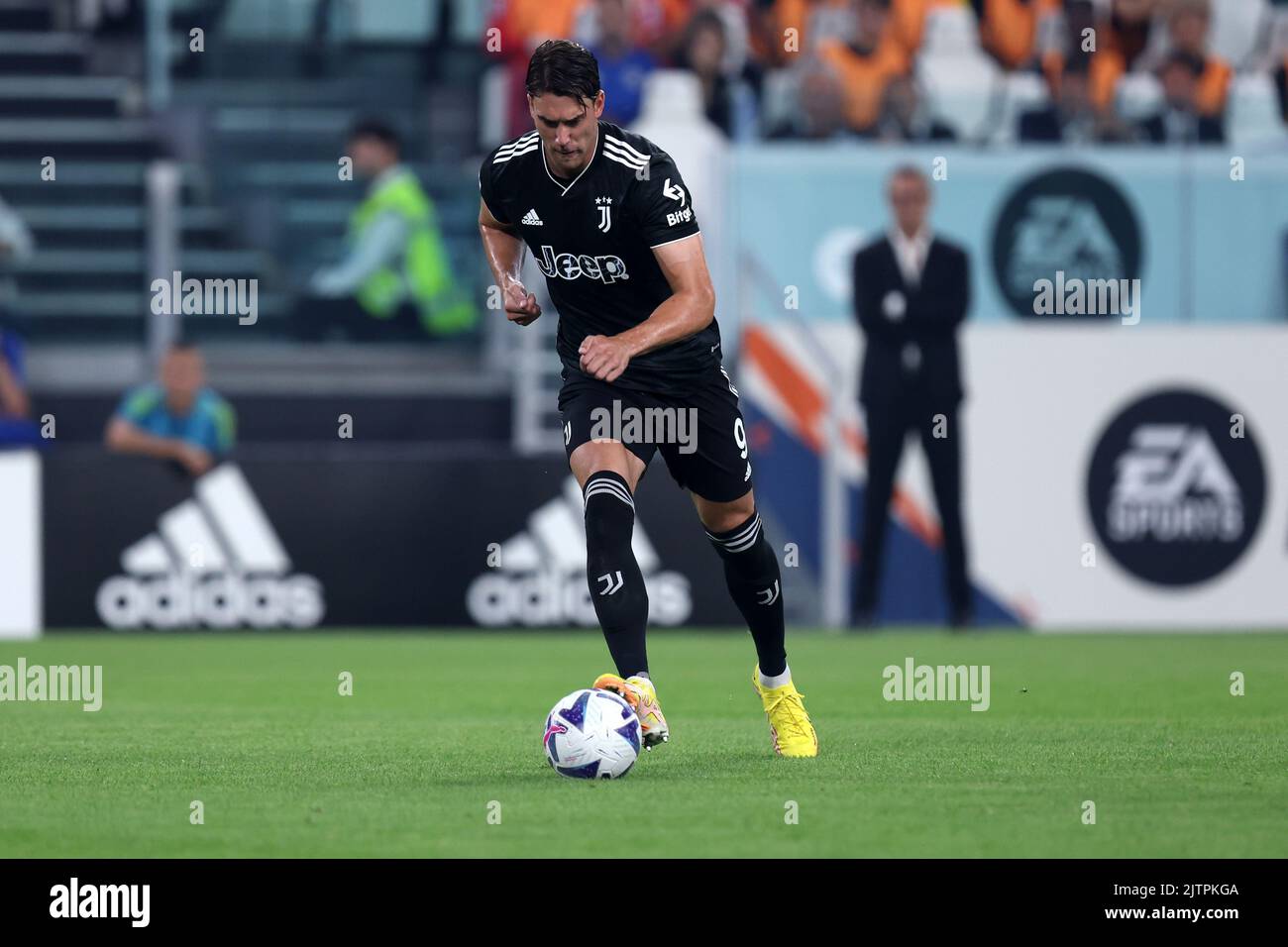 Dusan Vlahovic of Juventus Fc controls the ball during the Serie A ...
