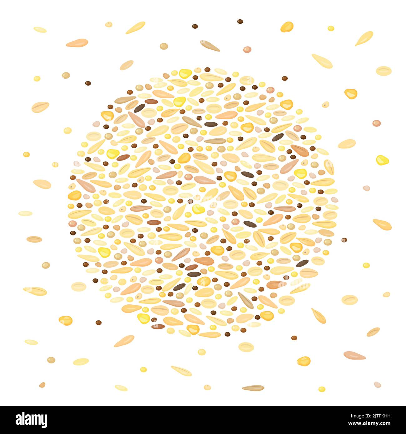 Different cartoon whole cereal grains composed in circle shape Stock ...
