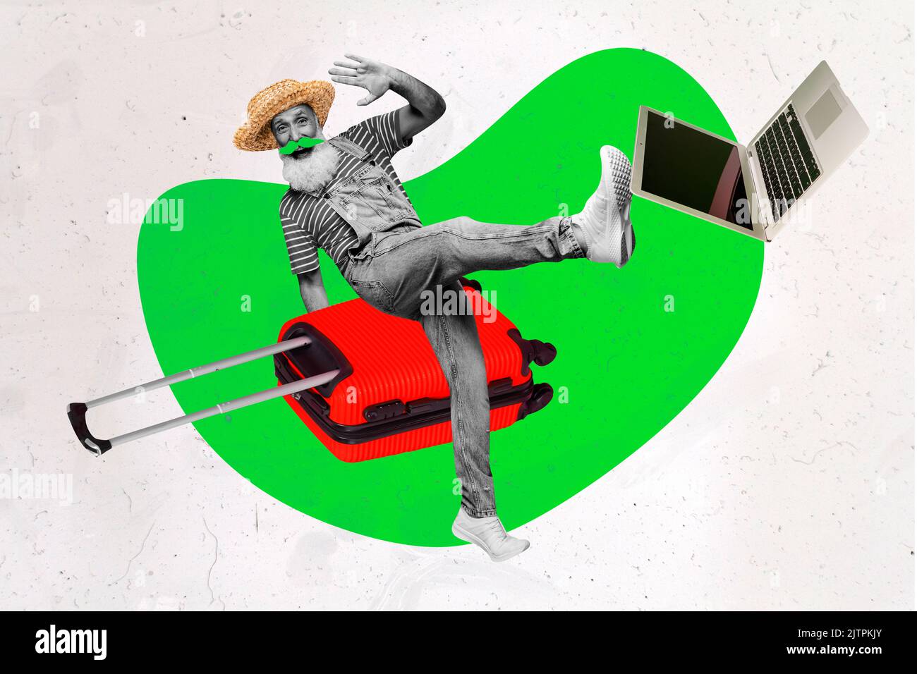 Creative 3d photo artwork graphics collage of retired happy funny man ...