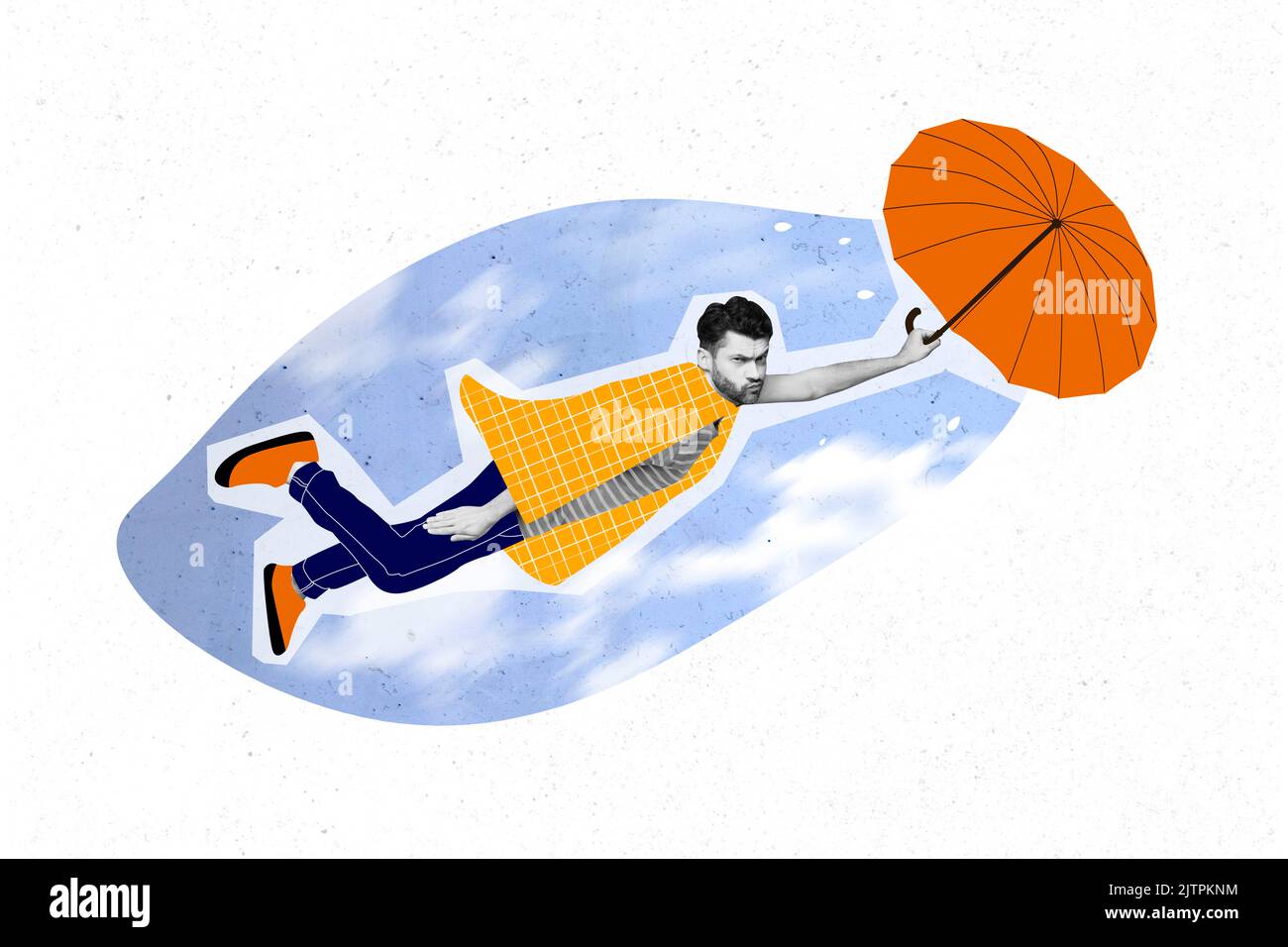 Exclusive painting magazine sketch image of purposeful funny guy flying ...