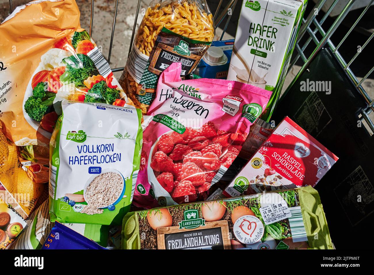 Berlin, Germany - September 1, 2022: View into a full shopping cart ...