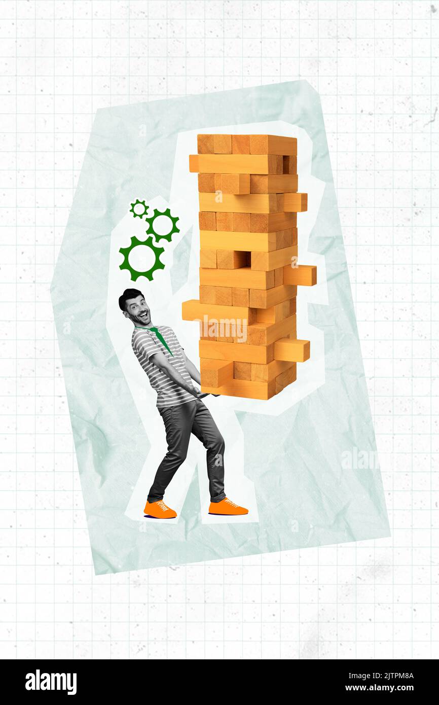 Creative 3d photo artwork graphics painting of small man holding huge ...