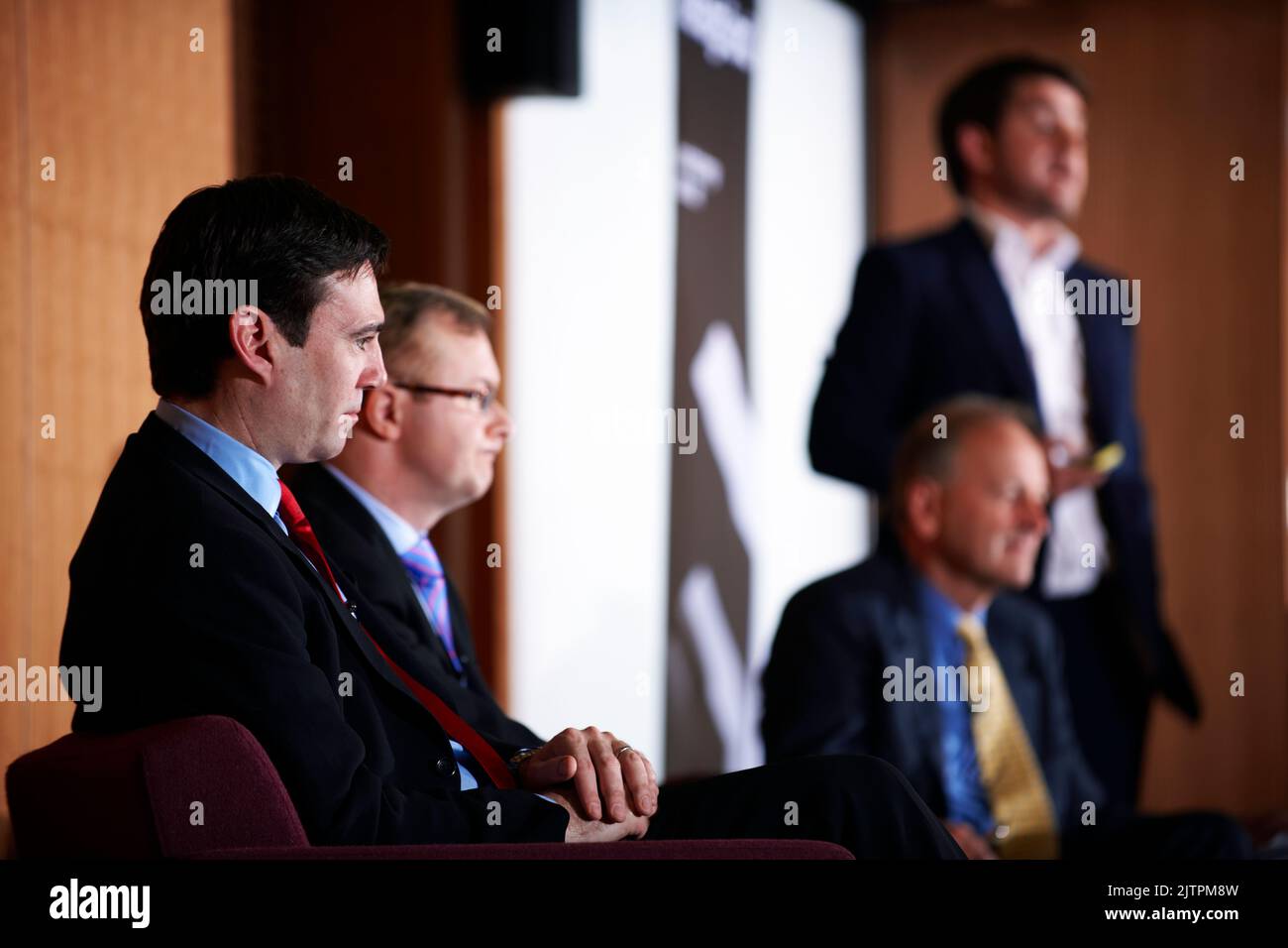 Andy Burnham, Richard Vize, Dan Wellings and Chris Ham speaking at The ...