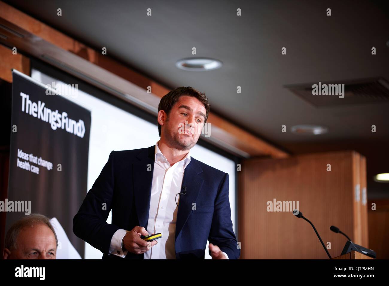 Andy Burnham, Richard Vize, Dan Wellings and Chris Ham speaking at The ...