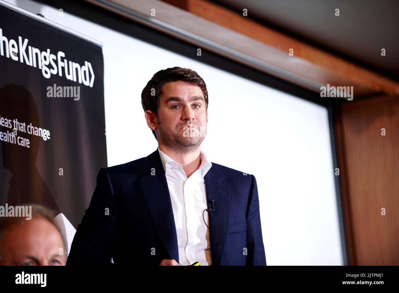 Andy Burnham, Richard Vize, Dan Wellings and Chris Ham speaking at The ...