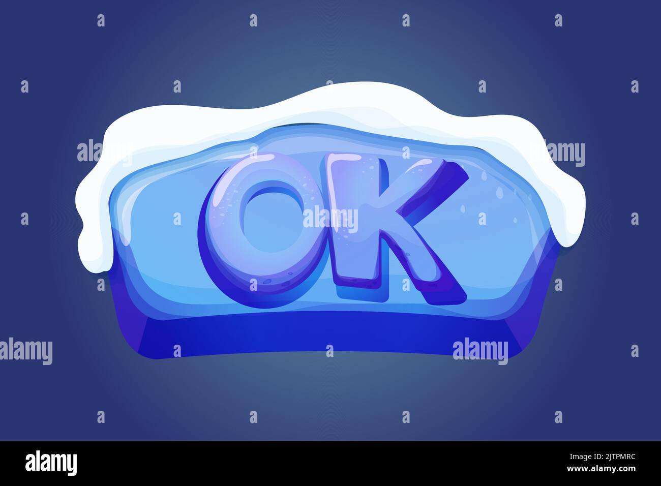 Winter ice fantasy ok button interface template game menu with snow in ...