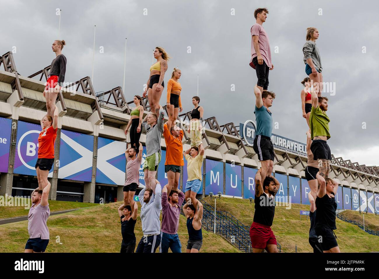 Gravity and other myths acrobats perform a human tower in front of ...