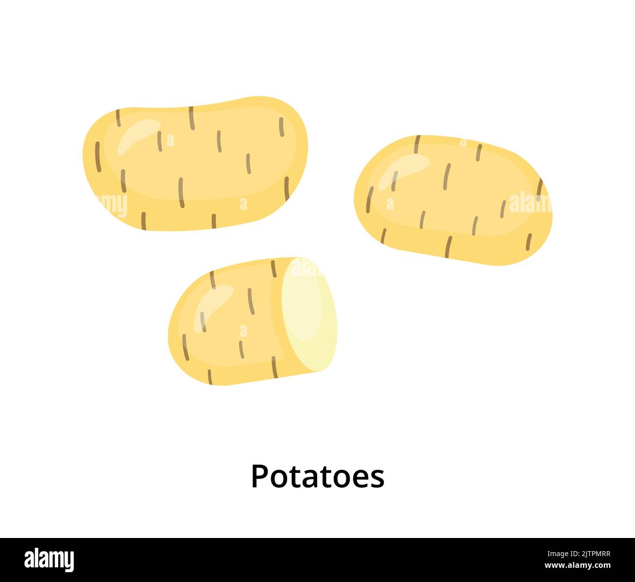 Group of cartoon yellow potatoes isolated on white background Stock ...